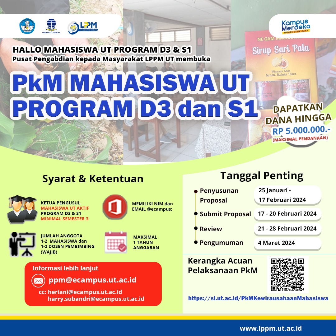 PKM Mahasiswa UT Program D3 dan S1 dari LPPM UT Dibuka!!! - Fakultas Ekonomi dan Bisnis ...