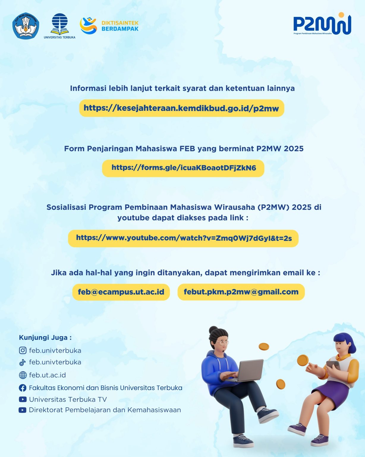 Program Pembinaan Mahasiswa Kewirausahaan (P2MW) 2025 telah dibuka!!! - Fakultas Ekonomi dan ...